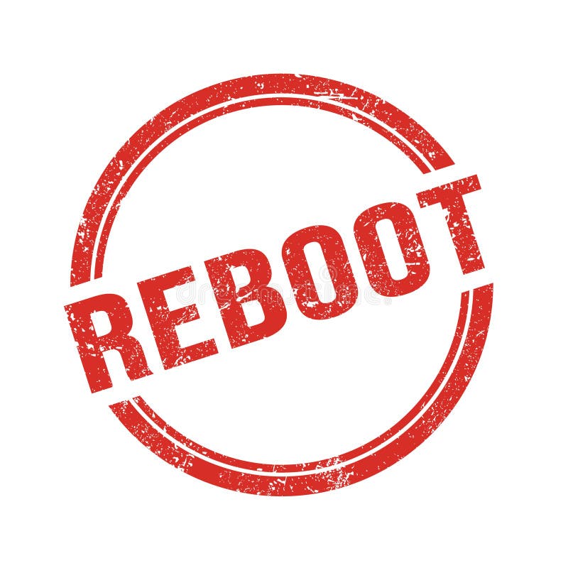 REBOOT Text Written on Red Grungy Round Stamp Stock Illustration ...