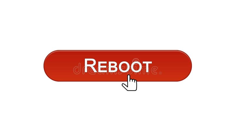 Reboot Web Interface Button Clicked with Mouse Cursor, Wine Red, Site Design Stock Illustration ...