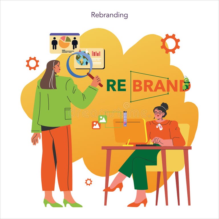 Rebranding. Flat Vector Illustration Stock Vector - Illustration of ...