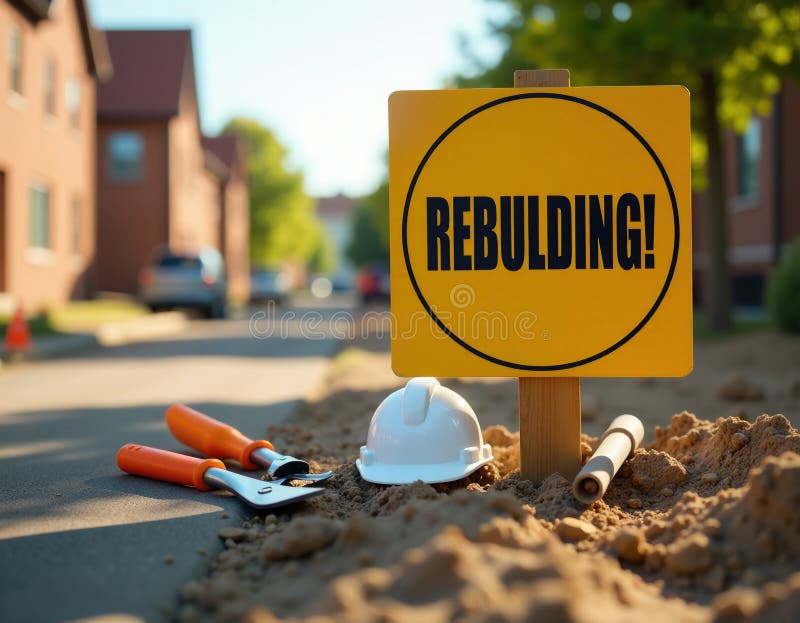 Rebuilding Project Sign with Construction Tools Stock Illustration ...