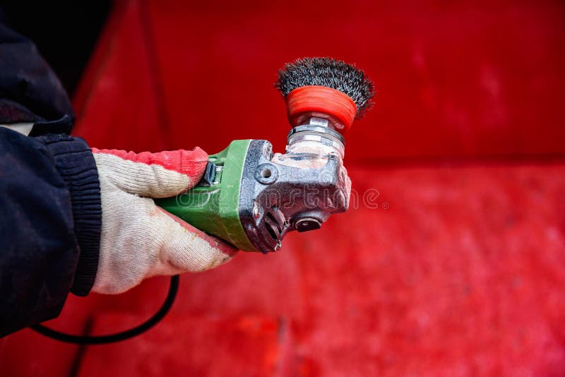 Rebuilding Upgrading and Modifying Trailer. Man Grinding Old Paint from ...