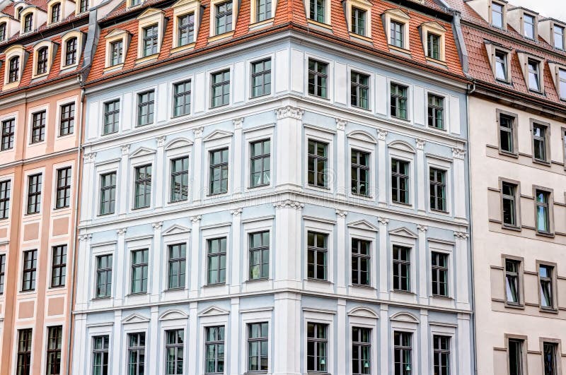 Rebuilt Buildings in Dresden Stock Photo - Image of facade, center ...