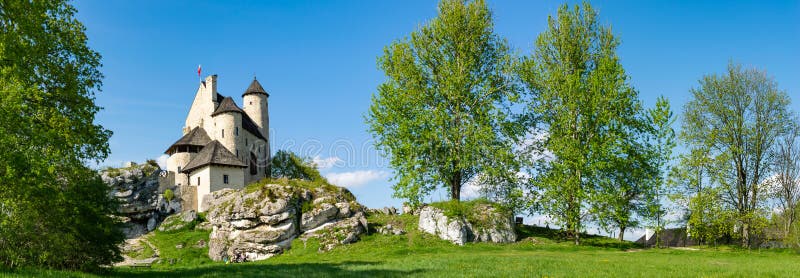 Rebuilt Old Castle in Bobolice Stock Image - Image of stronghold ...