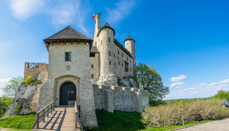 Rebuilt Old Castle in Bobolice Stock Photo - Image of landscape ...
