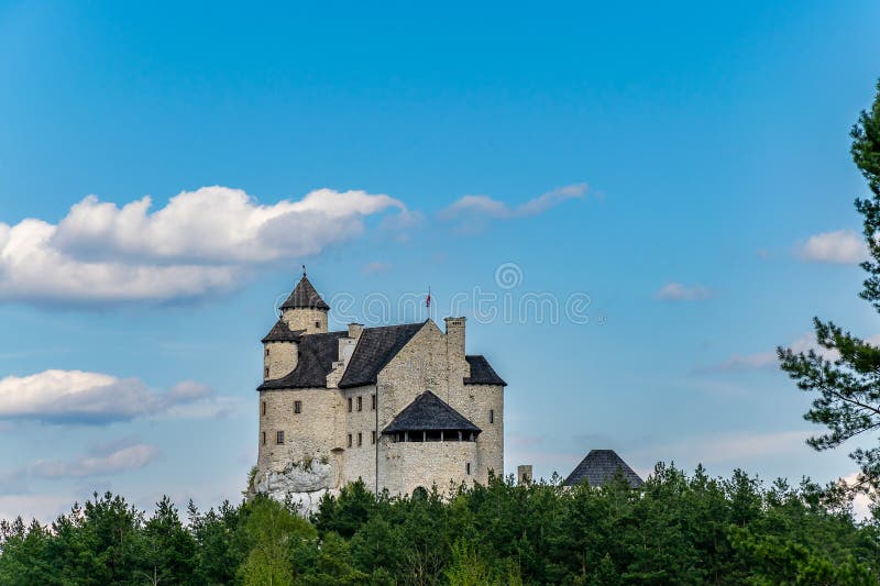 Rebuilt Old Castle in Bobolice Stock Photo - Image of nature, medieval ...
