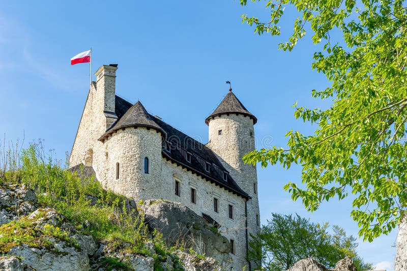 Rebuilt Old Castle in Bobolice Stock Photo - Image of fortification ...