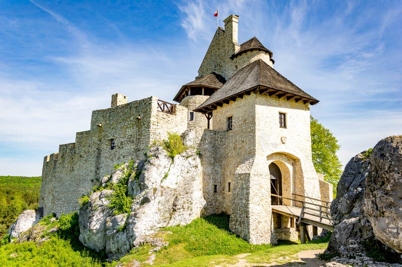 Rebuilt Old Castle in Bobolice Stock Photo - Image of historical, stone ...
