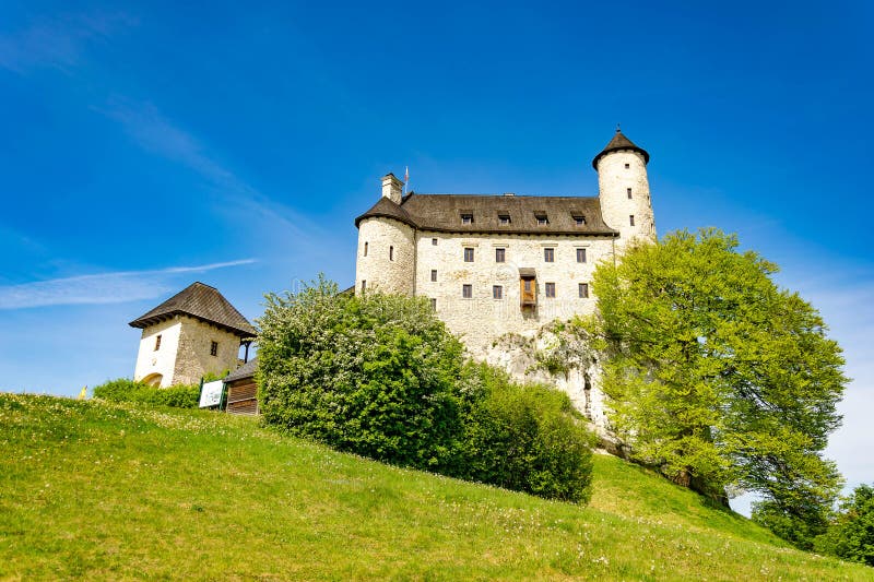 Rebuilt Old Castle in Bobolice Stock Image - Image of brick, landscape ...