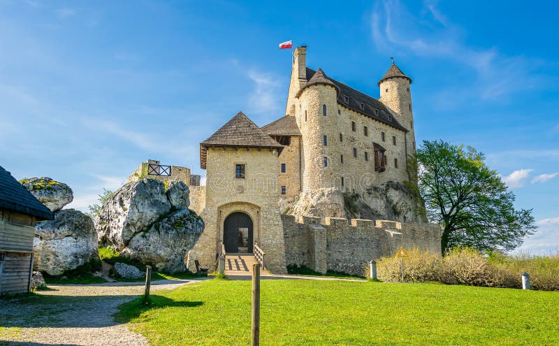 Rebuilt Old Castle in Bobolice Stock Photo - Image of landmark ...