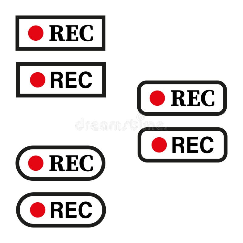 REC Button Icons. Red Recording Symbols. Black Outline Vector Stock ...