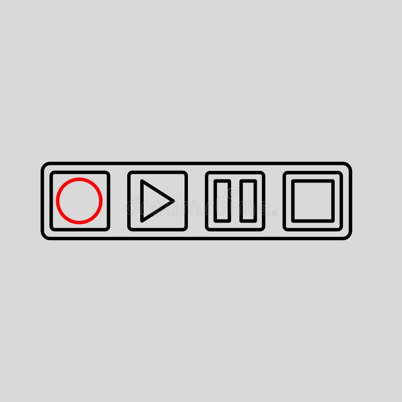 Rec, Play, Pause and Stop Icons Stock Illustration - Illustration of ...