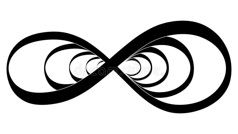 Receding Abstract Infinity Signs Black Silhouettes Isolated on White ...