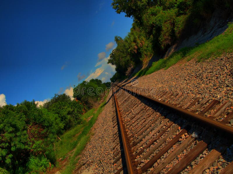 Receding railway tracks stock image. Image of rural, outside - 6190965