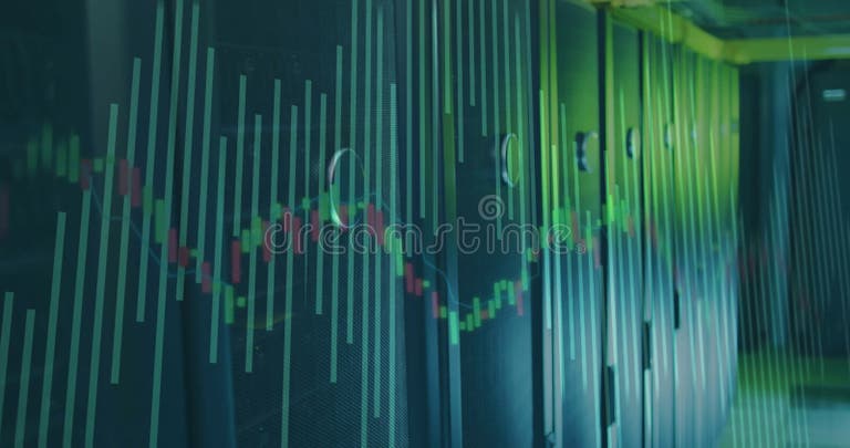 Receding Server Racks Adding Depth To Data Center Aisle, with LED ...