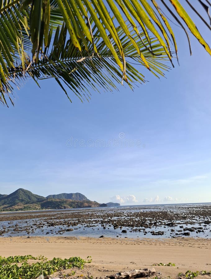 The Receding Waters of the Beach Reveal the Rocks at the Bottom. Stock ...