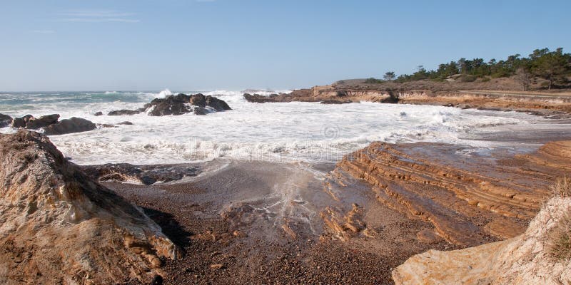 Receding Wave from Eroded Coastline Stock Image - Image of rugged ...