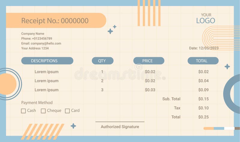 Receipt Book Template Design Vector Illustration. Stock Illustration ...