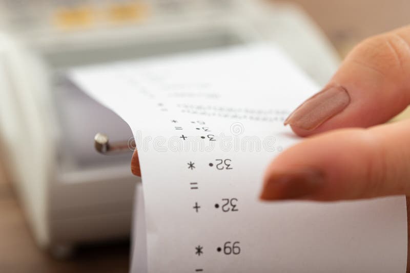 Receipt Coming Out of an Adding Machine Stock Image - Image of finance ...