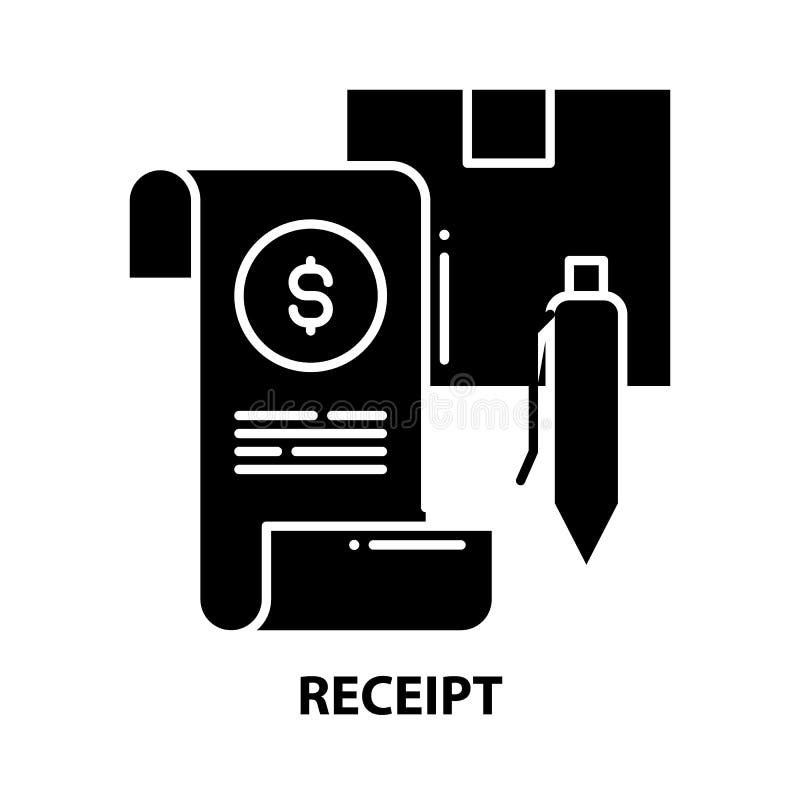 Receipt Icon, Black Vector Sign with Editable Strokes, Concept ...