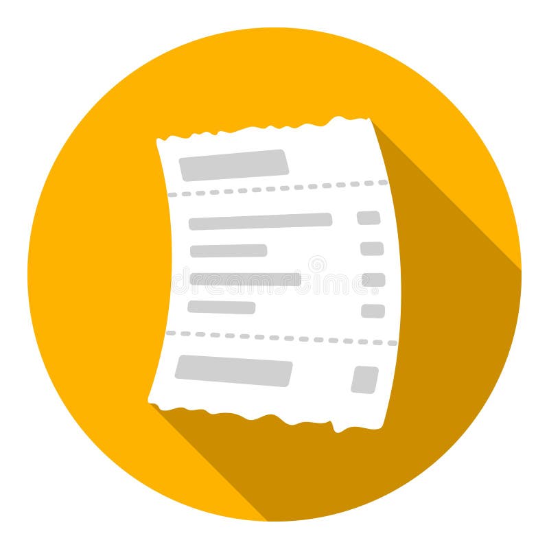 Receipt Icon in Flat Style on White Background. E-commerce Symbol Stock ...
