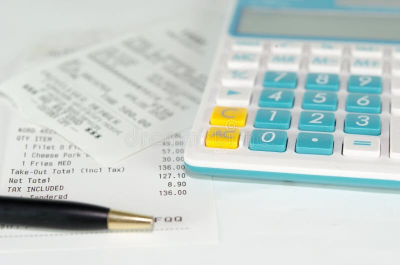 Receipt Paper and Calculator Stock Photo - Image of office, payment ...