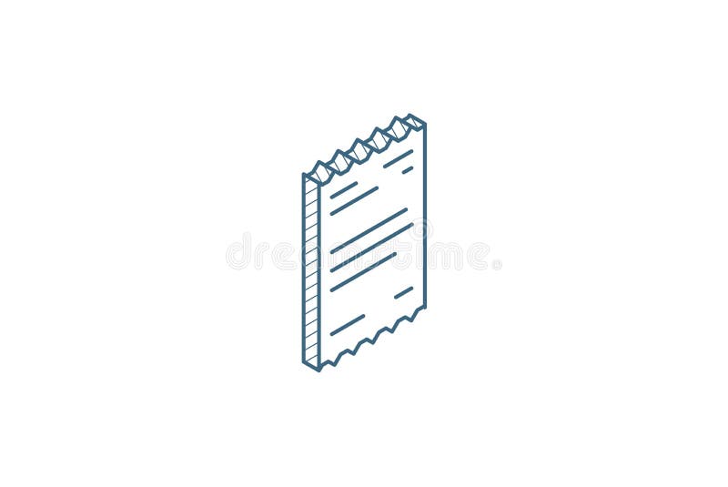 Receipt, Paper Isometric Icon. 3d Line Art Technical Drawing. Editable ...