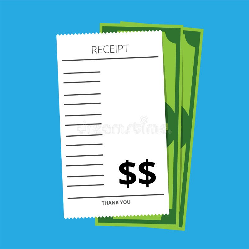 Receipt Paper with Money Behind Stock Vector - Illustration of business ...