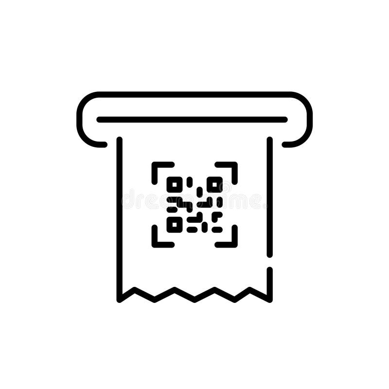 Receipt with Qr-code Printing Out. Contactless ATM or Payment Transaction. Pixel Perfect Icon ...