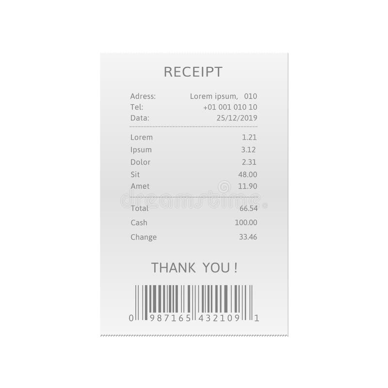 Realistic Sales Printed Receipt. Mock Up Stock Illustration ...