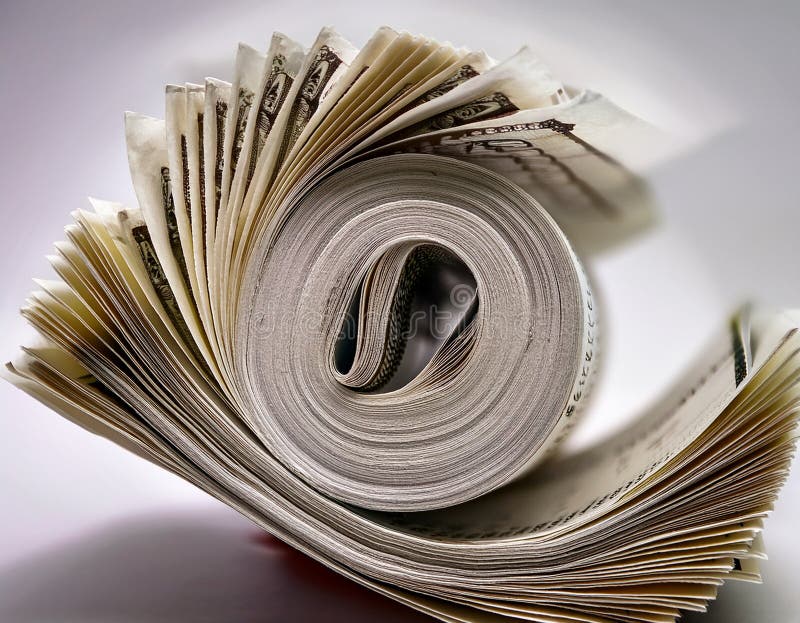 A Receipt Roll Spiraling Outward, Filling the Visual Frame As a ...