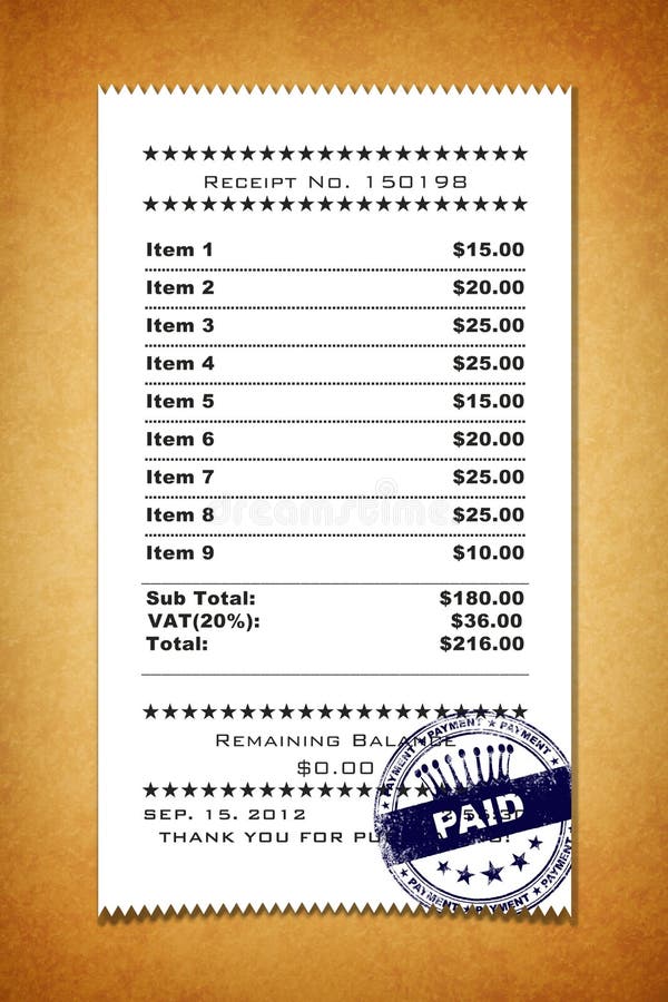 Realistic Paper Shop Receipt with Barcode Stock Vector - Illustration ...