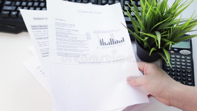 Utility Receipt, Power Bill with Electricity and Gas Charges, a Woman ...