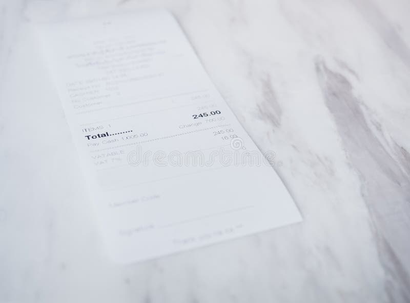 Receipt on a White Table Customer Payment Stock Photo - Image of check ...