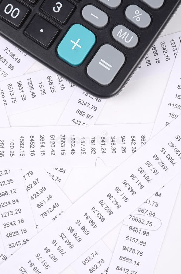 Receipts Page,calculator and House Sign Stock Photo - Image of plastic ...