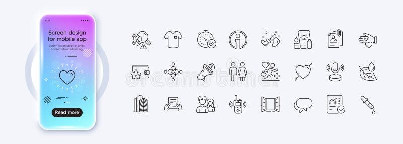 Receive File, Heart and Loyalty Program Line Icons for Web App ...