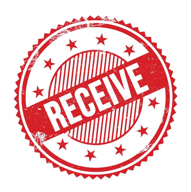 RECEIVE Text Written on Red Grungy Round Stamp Stock Illustration ...