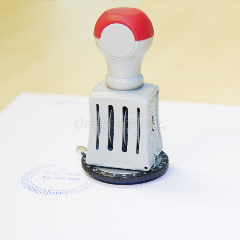 Received Date Stamp on Rubber Stamp Stock Image - Image of macro ...