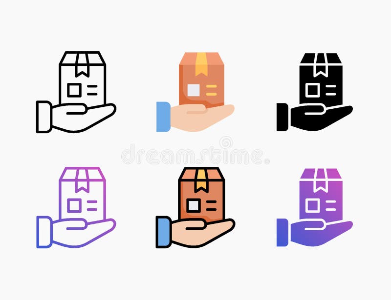 Received Package Icon Set with Different Styles. Stock Image ...