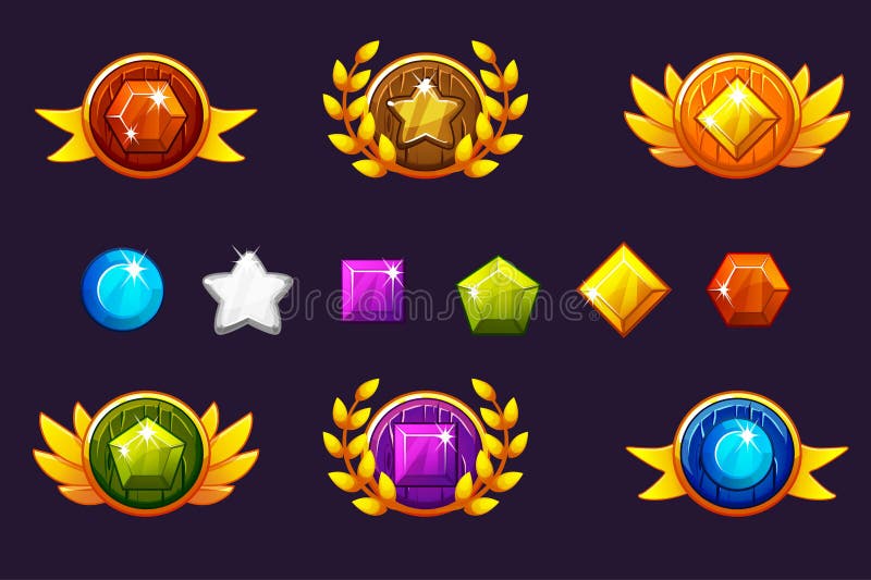 Receiving The Cartoon Achievement Game Screen. Vector Banner. For Game ...