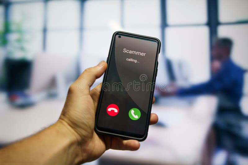 Receiving Call from Scammer on Mobile Phone Stock Photo - Image of ...