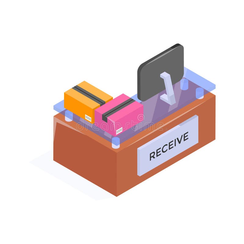 Receiving Counter with Package Delivery and Product Processing. Stock ...