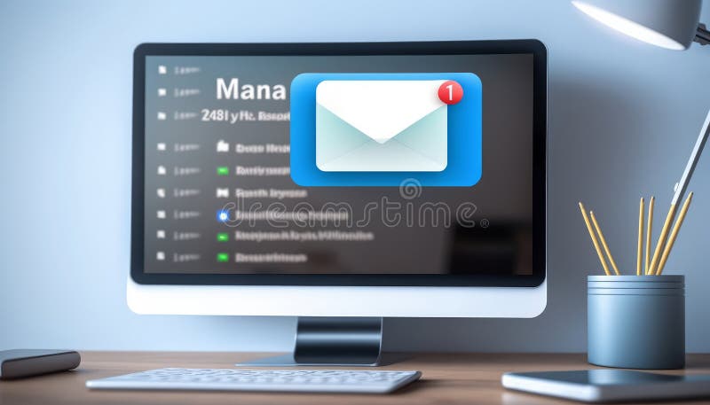 Receiving Email in Inbox Concept, Popup Mail Notification on Computer Screen. Generative AI ...
