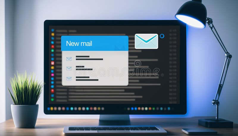 Receiving Email in Inbox Concept, Popup Mail Notification on Computer ...