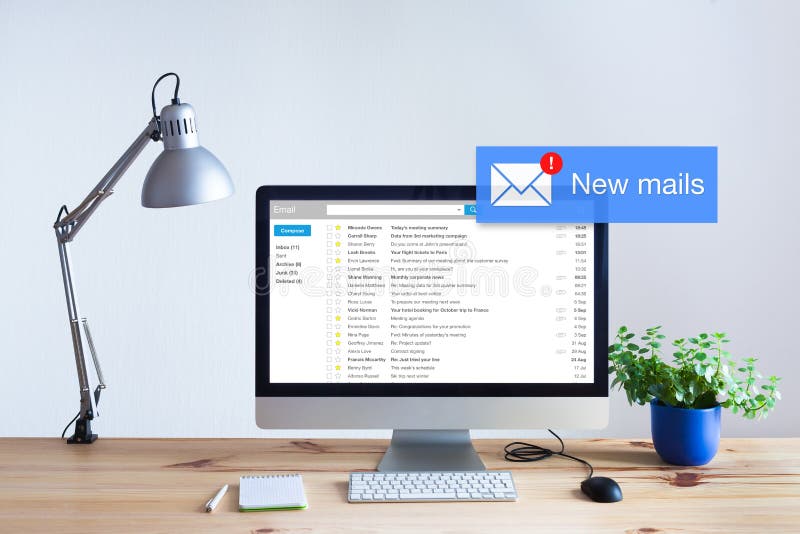 Receiving Email in Inbox Concept, Popup Mail Notification on Computer ... Receiving Email in Inbox Concept, Popup Mail Notification on Computer ...