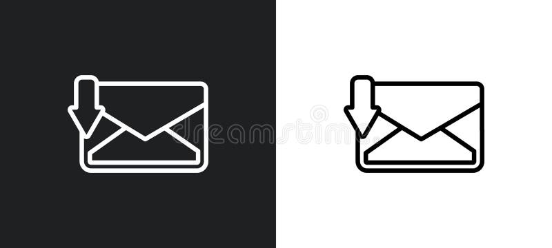 Receiving Email Outline Icon in White and Black Colors. Receiving Email ...