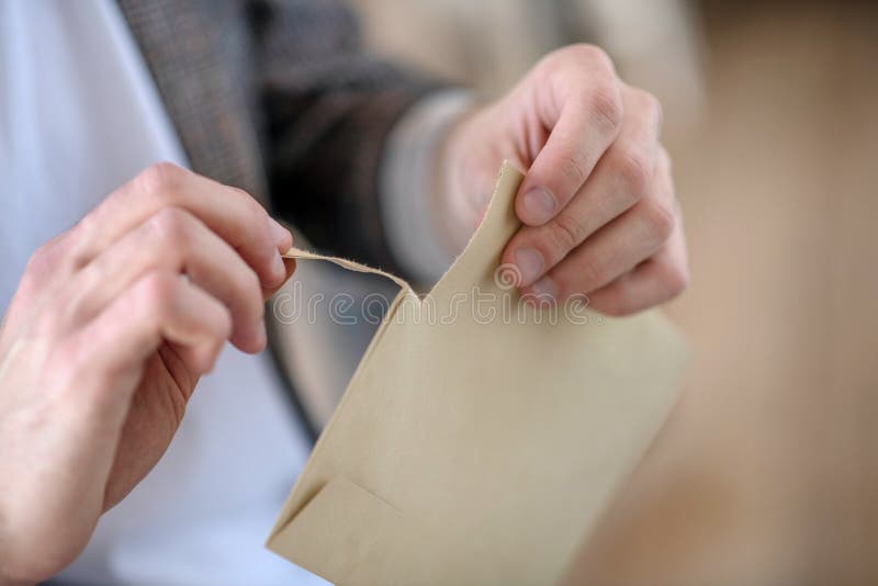 Man Opening His Post Mail after Receiving Letter Stock Image - Image of ...