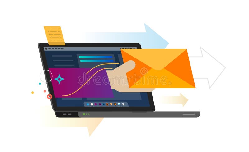 Receiving Message from Laptop Screen Stock Vector - Illustration of ...