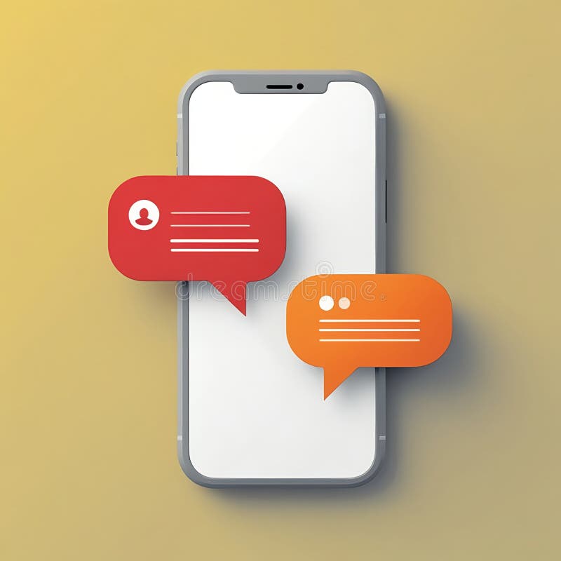 Receiving Messages on Mobile Phone with Chat Bubbles Stock Illustration ...