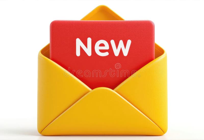 Receiving New Message Notification with Yellow Open Envelope and Red ...