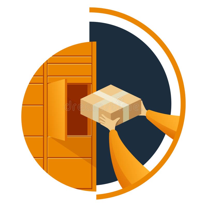Receiving Orders with Automated Locker Icon Stock Vector - Illustration ...